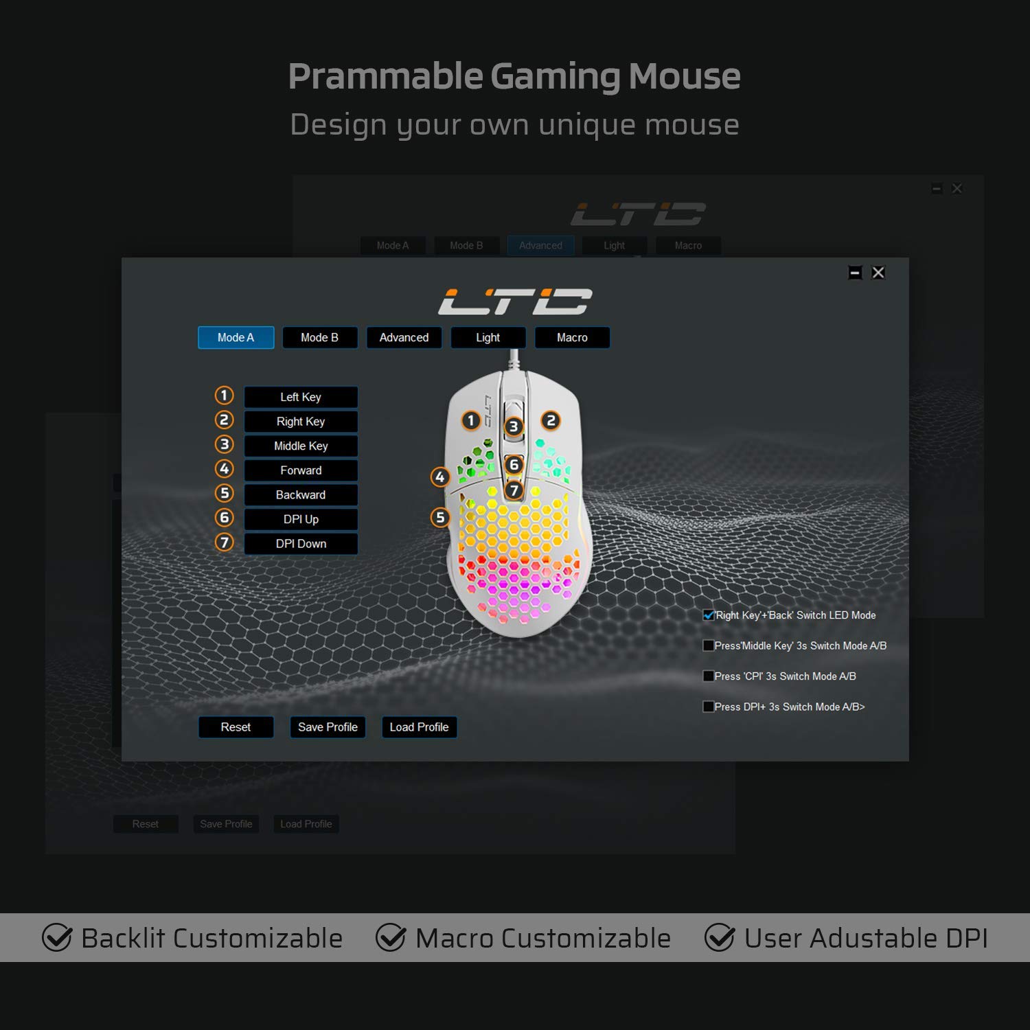 LTC Circle Pit HM-001 RGB Gaming Mouse & LTC NB1041 Nimbleback RGB Wired 104-Key Hot-Swappable Mechanical Keyboard（Red Switch） Bundle