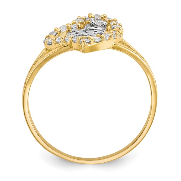 IceCarats 10K Yellow Gold White I Love You Cubic Zirconia CZ Heart Ring Size 6