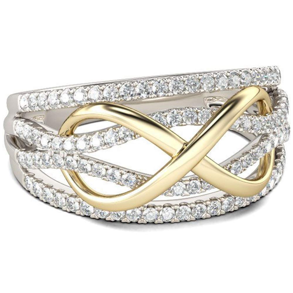 Jude Jewelers Silver Gold Waved Infinity Braided Statement Promise Anniversary Ring (Silver Gold, 12)