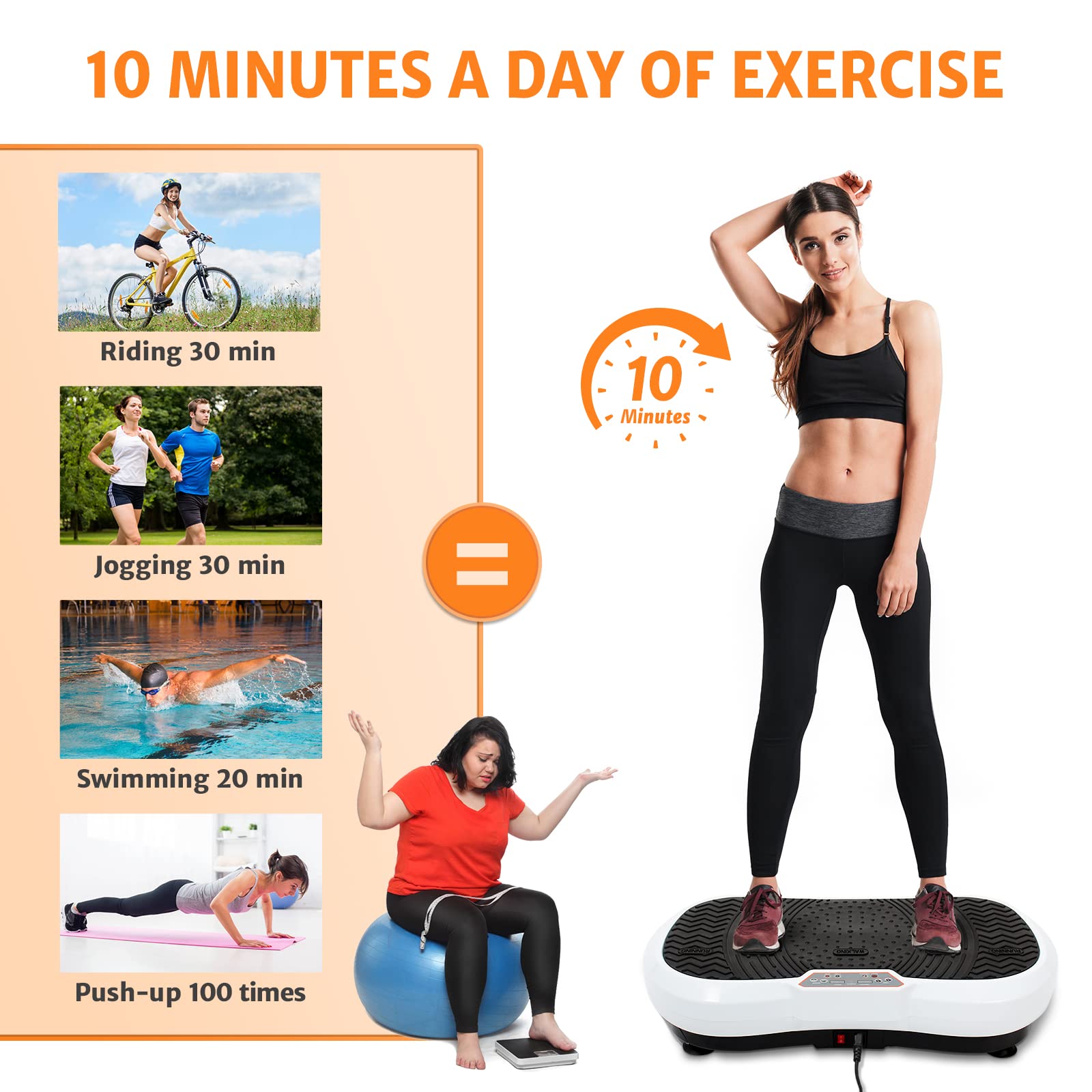 Leogreen Vibration Plate Exercise Machine 180 Levels, Vibrating Fitness Platform with 2 Resistance Bands, Whole Body Exercise Equipment Workout Trainer for Home Office, Maximum Weight 330lbs
