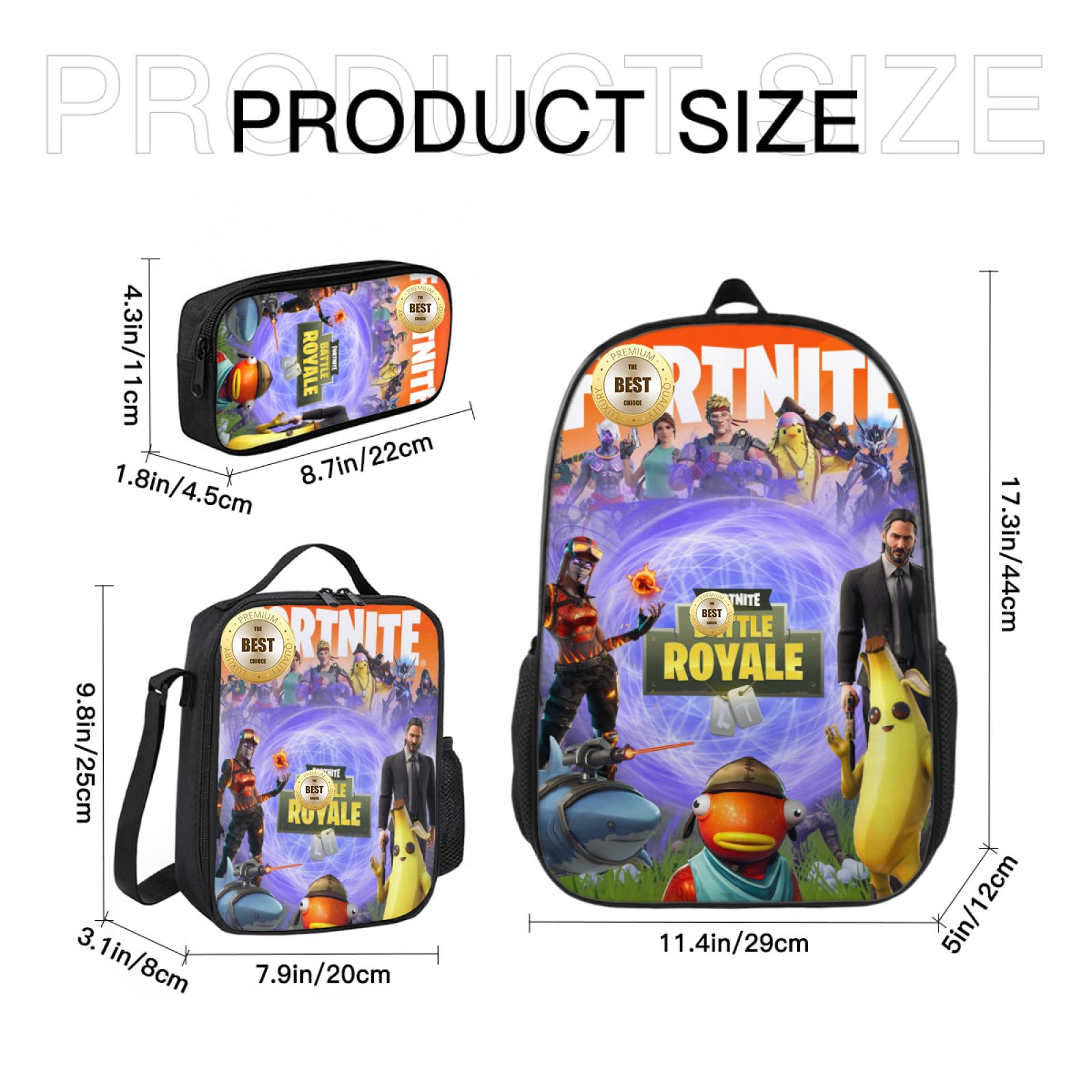 HQEWNLI 3 Pcs Backpack Lightweight School Backpacks Laptop Daypack with Lunch Bag Pencil Bag for Boys Girl Gifts Style1