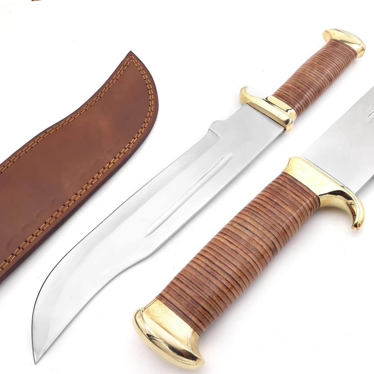 Leopard Picks Custom Handmade Fixed Blade Knife High Carbon Steel Forged Hunting Knife Large Bowie Knife 18" For Outdoor Camping