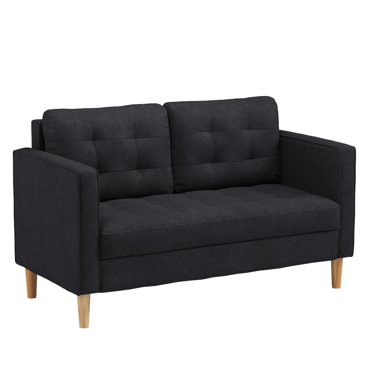 JIASTING Mid-Century Retro Modern Loveseat Sofa, Solid Wood Armrest 2-Seat Upholstered Tufted Back Couch, Living Room, Studio, Office Furniture