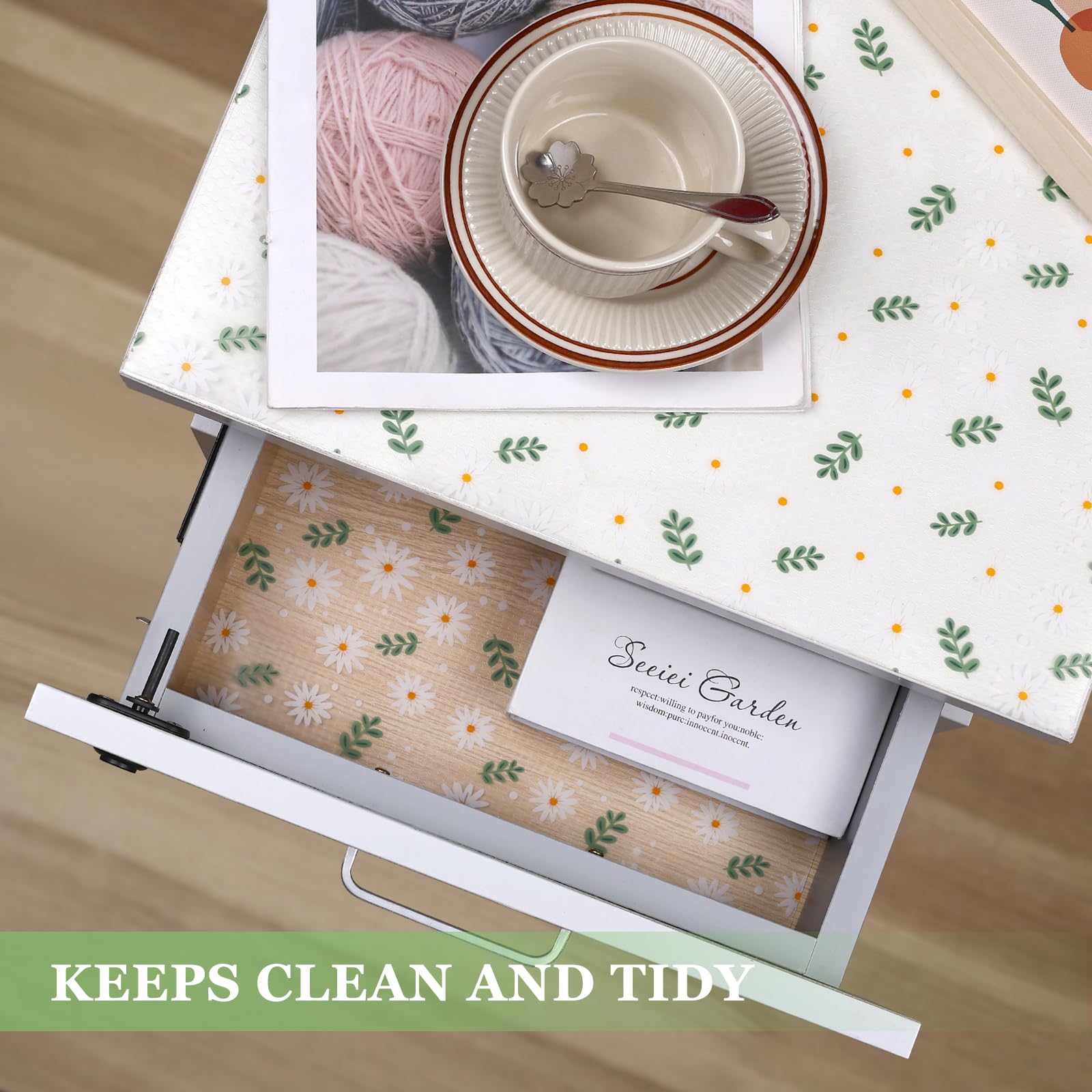 Shelf Liner and Drawer Liner, 12IN x 20FT Non-Slip Kitchen Cabinet Liner, Non-Adhesive Waterproof Durable EVA Cupboard Liner with Print for Shelves, Refrigerators, Cabinets and Storage