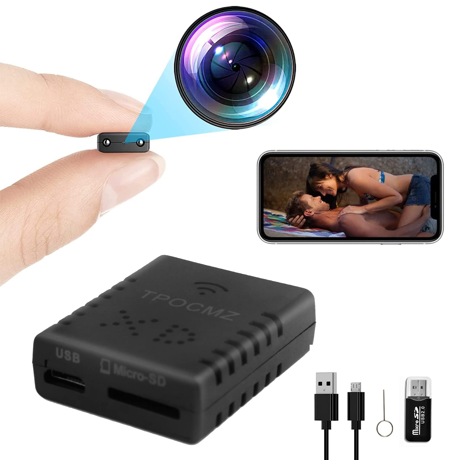 TPOCMZ Mini Spy Hidden Camera HD 1080P WiFi Security Cameras Wireless Nanny Cam with Motion Detection Night Vision Phone App for Home Office Indoor Video Surveillance