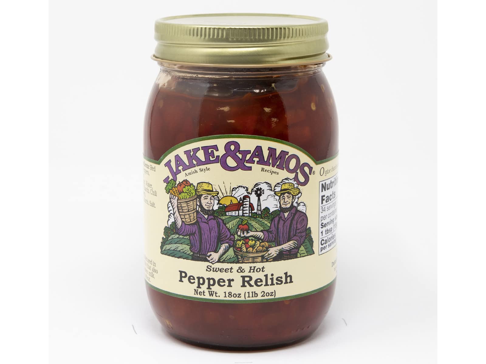 Jake & Amos Sweet & Hot Pepper Relish 18 oz. (3 Jars)
