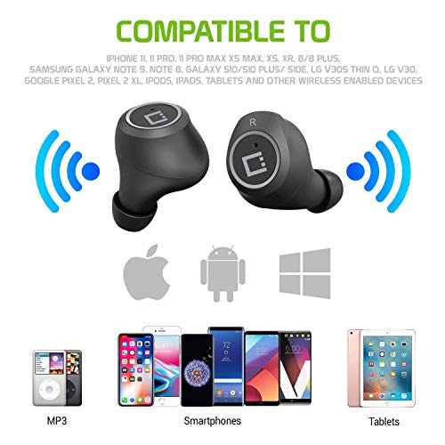 Wireless V5 Bluetooth Earbuds Compatible with ROKU Express Plus with Charging case for in Ear Headphones. (V5.0 Black)