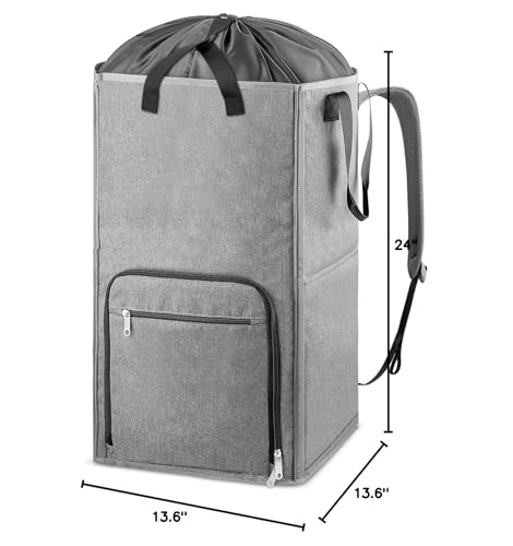 Laundry Backpack Bag, Bukere Extra Large 2 in 1 Laundry Hamper for College Students Dorm Essentials, Adjustable Shoulder Straps, Freestanding Heavy Duty Laundry Bag for Apartment, Laundromat, Travel