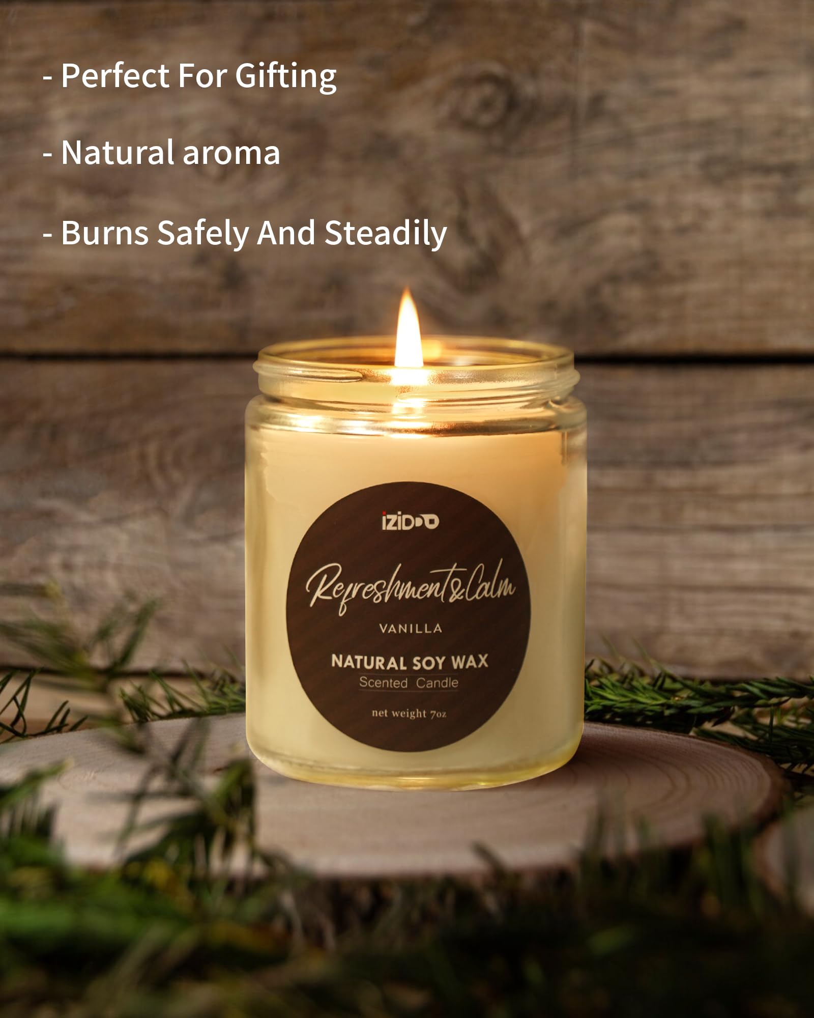IZIDDO Scented Candles,Candles for Home Scented,45 Hour Burn,Soy Candles Aromatherapy Candles Gifts for Women & Men-Clear Lavender Candles