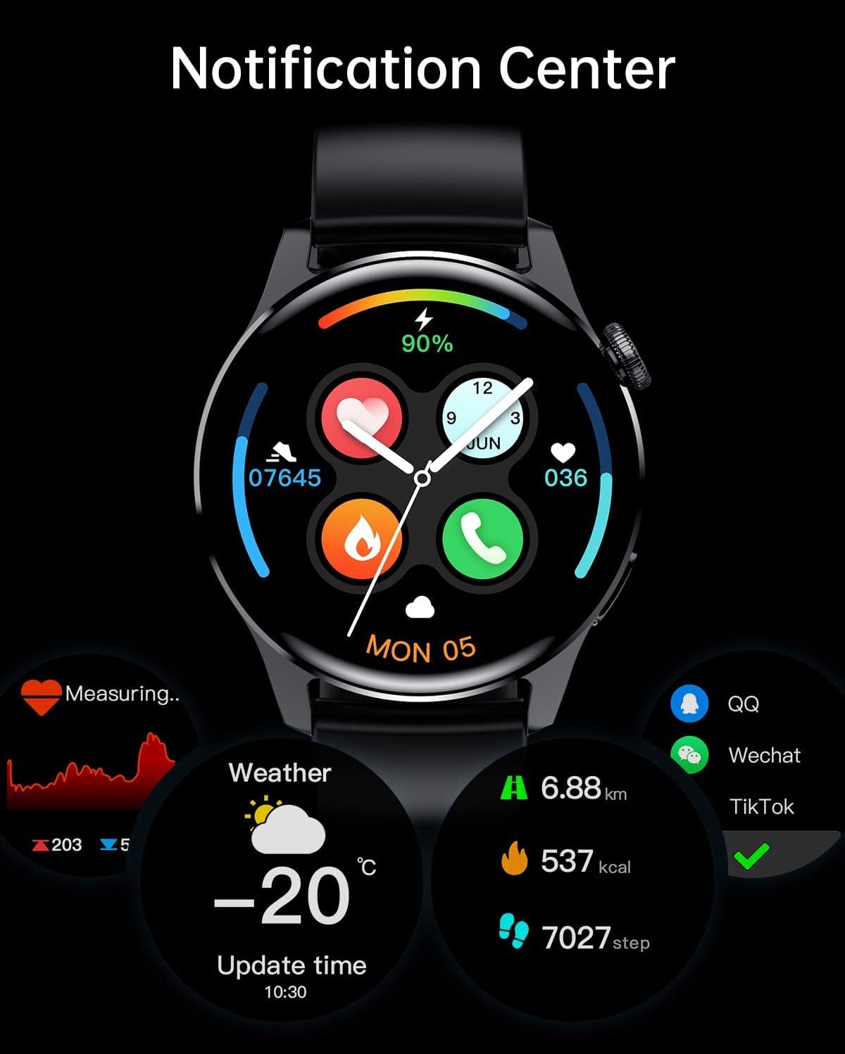 Smart Watch for Men with Split-Screen Mode Making Calls Tracking Exercise Data Fitness Tracker Heart Rate,Sleep,Blood Pressure,Blood Oxygen Monitor Compatible with Android iOS Phones