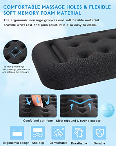 Wrist Rest for Mouse, Mouse Wrist Rest, Lekvey Mouse Pad Wrist Support, Ergonomic Memory Foam Gel Wrist Rest with Massage Holes, Pain Relief Mouse Wrist Cushion for Laptop, Office, Gaming, Black