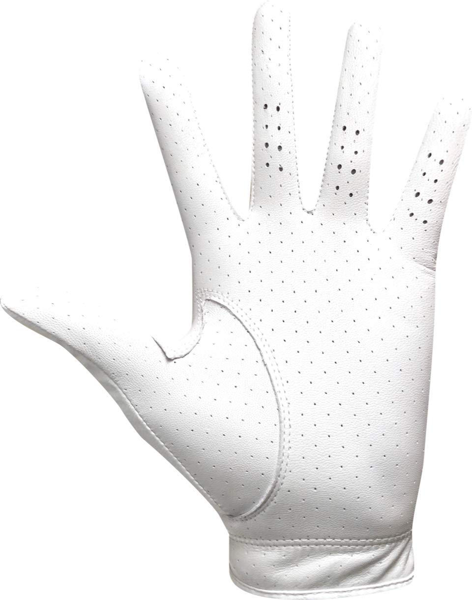 Majek Golf Mens Pro Tour White Cabretta Leather Golf Gloves Comfort Fit Breathable Ventilation for Maximum Feel - 9 Pack (Large, left)