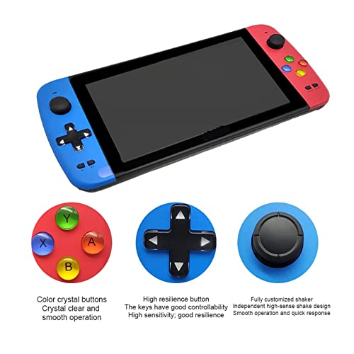 PS7000/Q900 7 "console With 2 Gamepads 64/128GBMAME/CPS/NEOGEO 100 Ps1 Games ( Color : BlueRed 128GB )