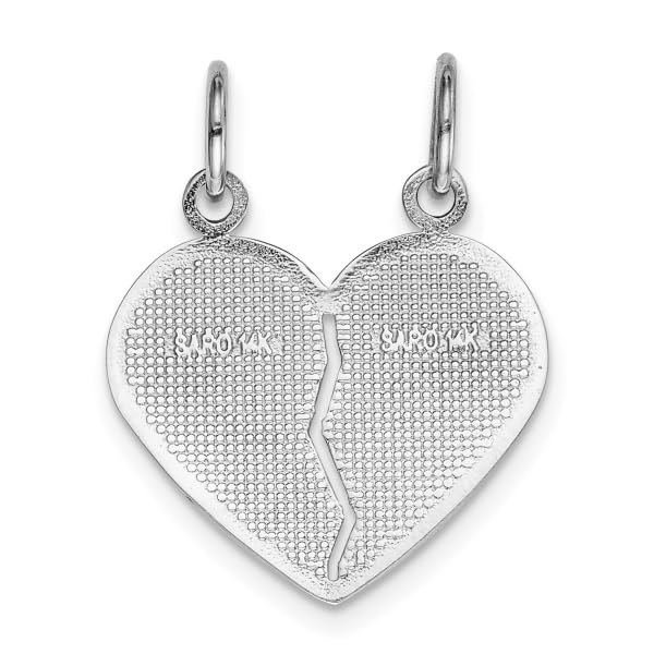 IceCarats 14K White Gold Daughter Mom Break Apart Heart Love Necklace Mama Charm Mother Pendant