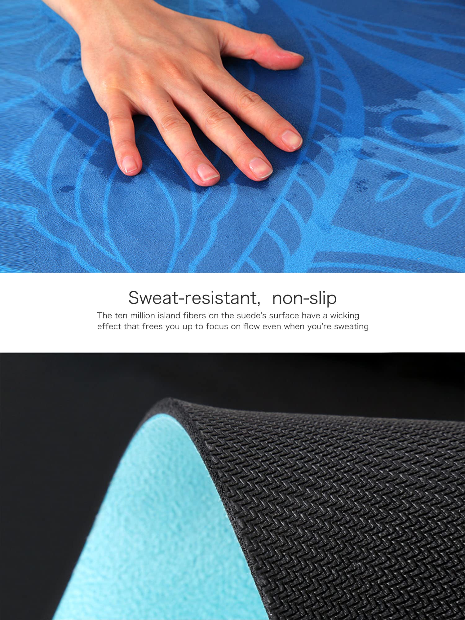 LERYG Pilates Mat Round Oversize Yoga Mat Suede Rubber Non-Slip Dia 140cm Exercise Mat Meditation Mat Workout Mat for Home Outdoor (Sun&Flower)