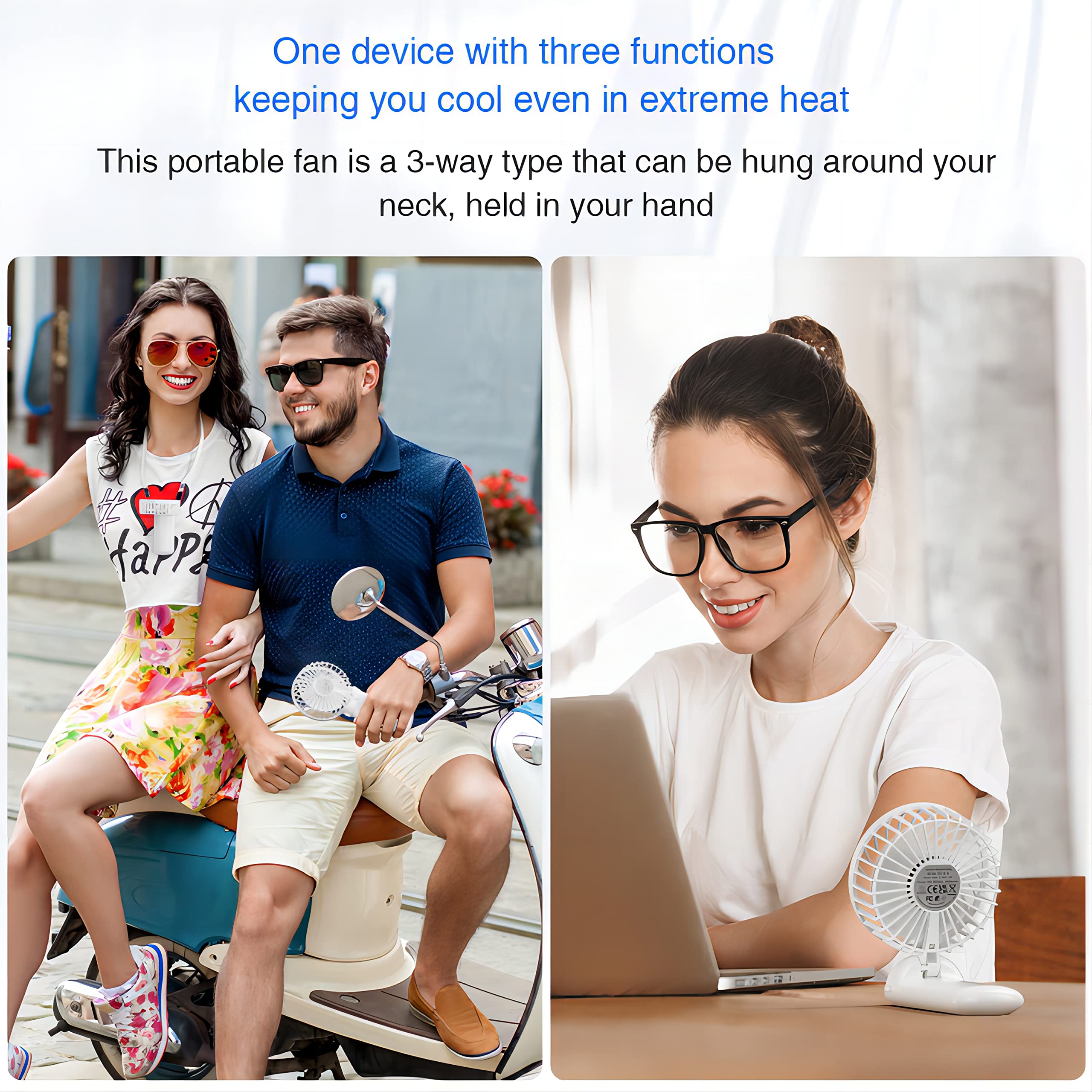 Psecici Handheld Fan, Mini Portable Fan with lanyard,4 Speeds Level Personal Fan, 180 Degree Foldable Desk Fan for Travel Outdoor Office Household