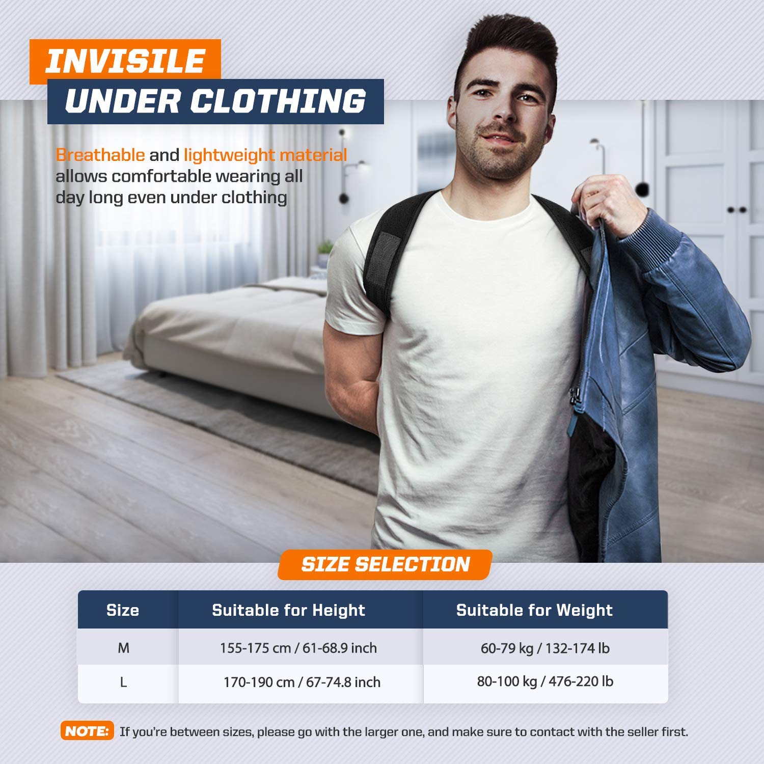 Kingwell Back Posture Corrector for Women and Men - Adjustable Posture Brace for Upper Back Support, Large