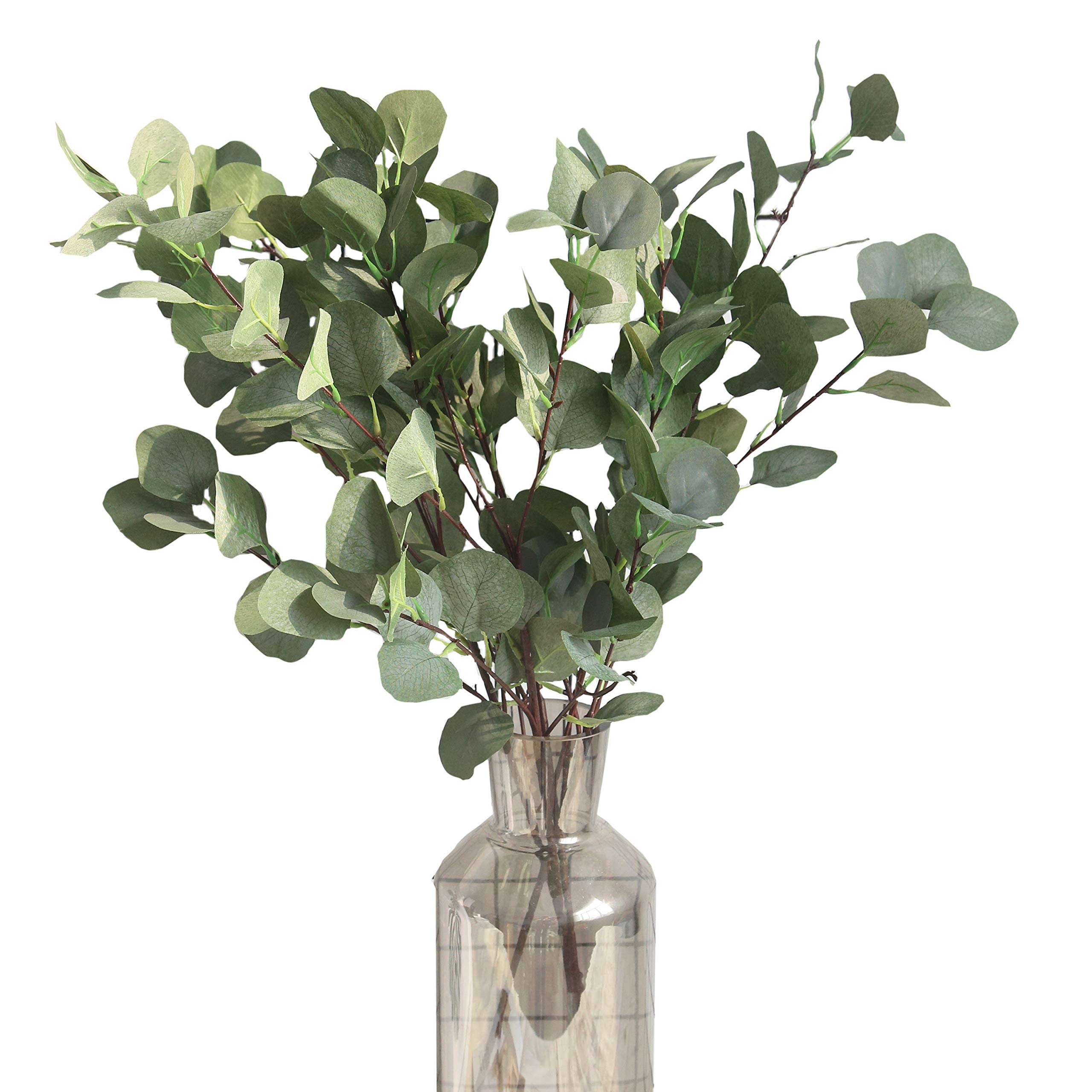 JD Artificial Greenery Plants 5PCS 33" Silver Dollar Eucalyptus Silk Leaf Branches Fake Shrubs Faux Bushes for Home Décor Office Restaurant Wedding Garden Patio Photography Props（Summer Green）