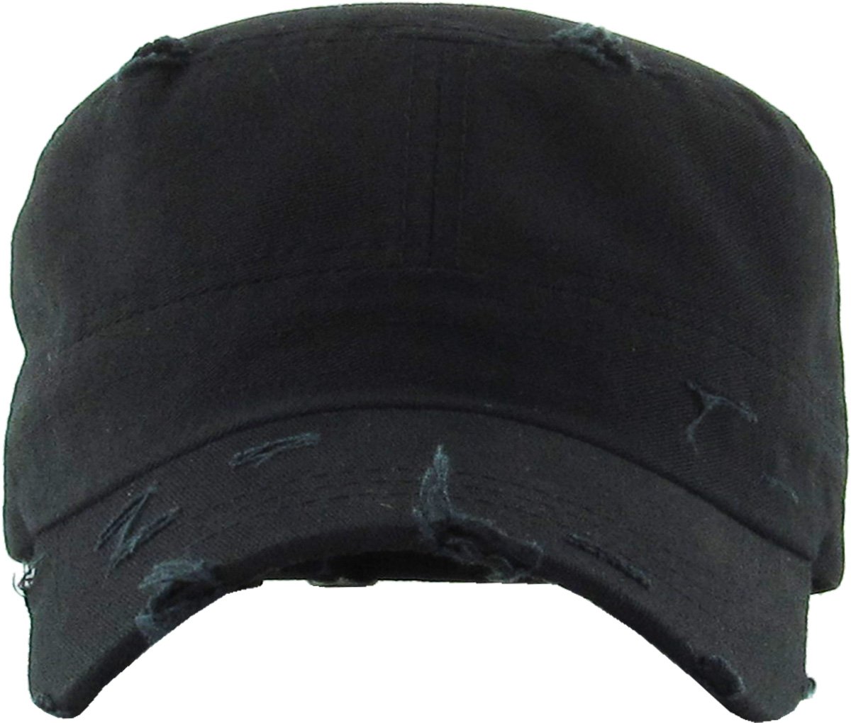 KBETHOS KBK-1466 Cadet Army Cap Basic Everyday Military Style Unisex-Adult, Mens Hat, Black Vintage Distressed