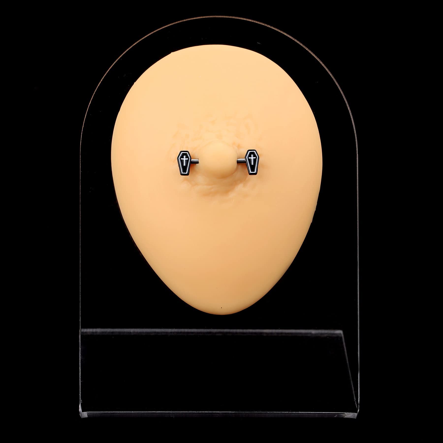 Jewseen Unique Coffin Nipple Barbell 14g Epoxy Design Nipple Ring Body Piercing Jewelry for Halloween Day