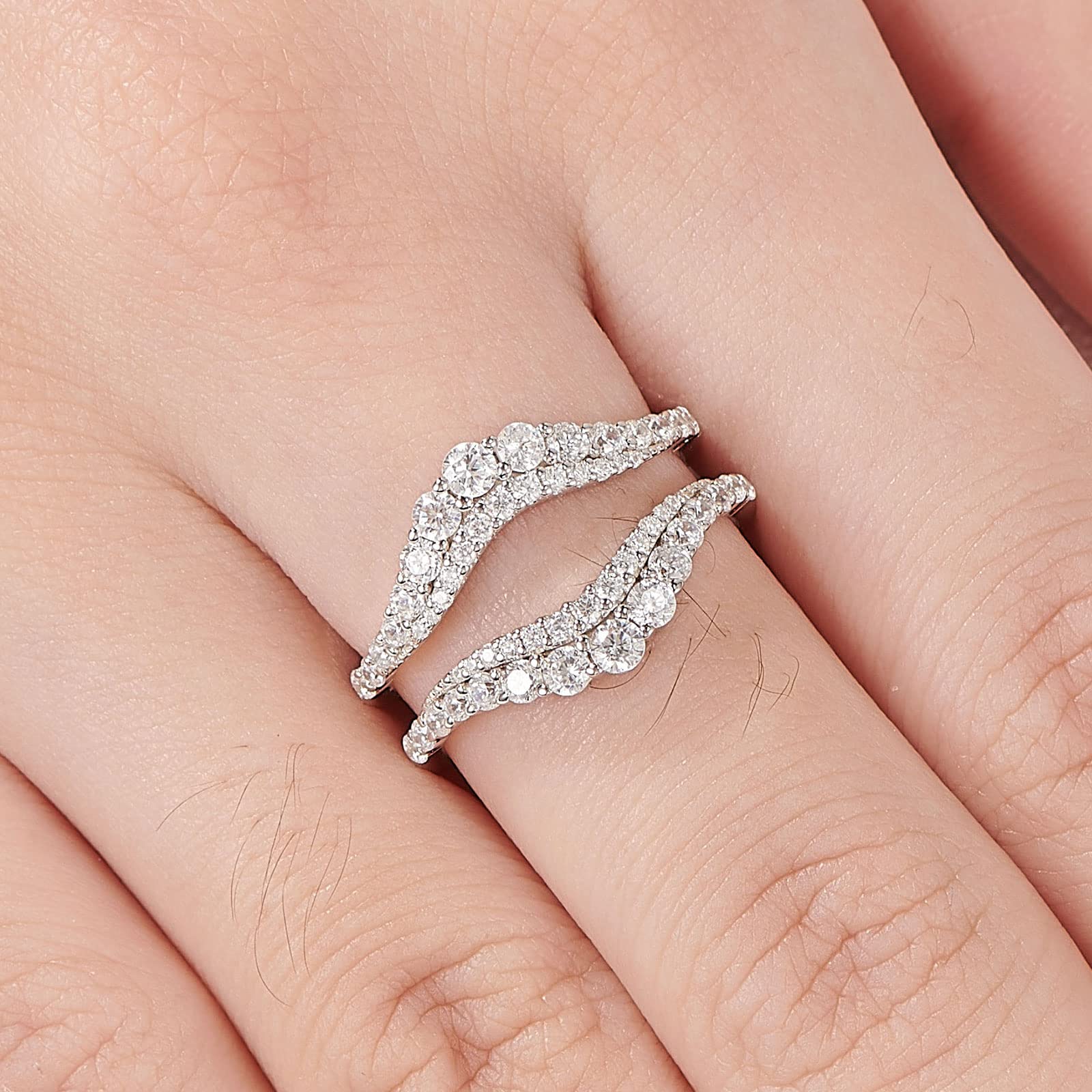 Newshe Ring Enhancer for Engagement Rings Wedding Band for Women Eternity 5A Cz 925 Sterling Silver Size 8