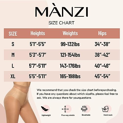 MANZI 6 Pairs Women's 20D Sheer Silky Pantyhose Run Resistant Nylon Tights High Waist Stockings with Control Top (6 Natural,M)
