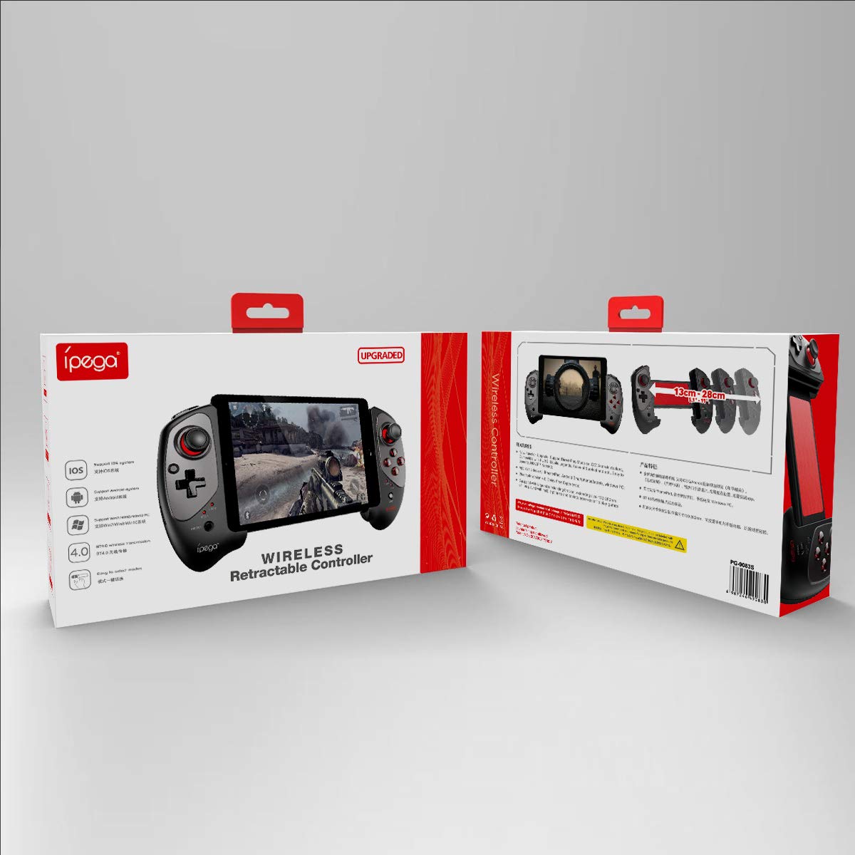 ipega-PG-9083S Mobile Gamepad Wireless 4.0 Controller Gamepad Joystick with 5-10 Inch Telescopic Holder Compatible IPhone8/XR/XS iOS Compatible Android Mobile Phone Tablet