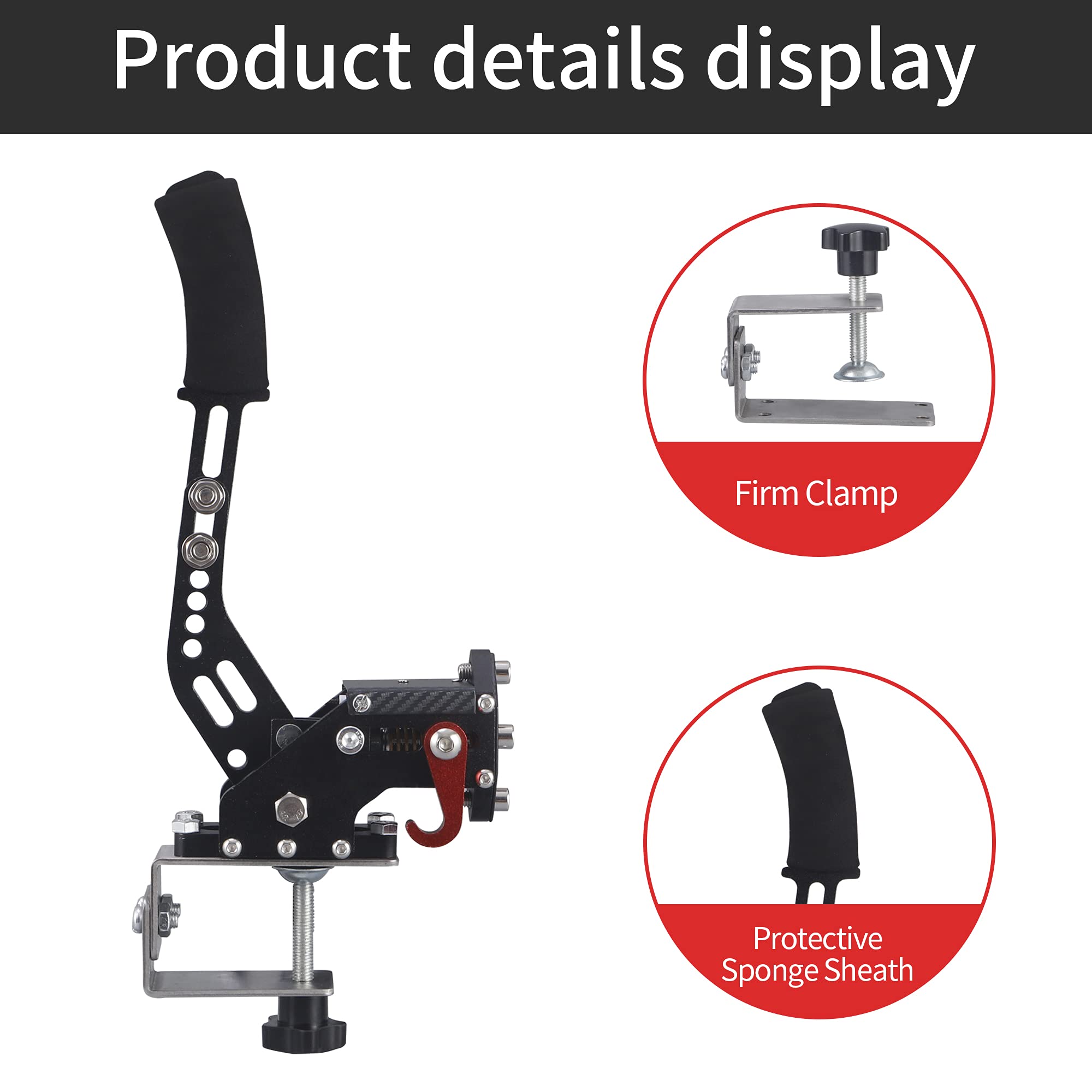 MILVBUSISS USB Handbrake, 14Bit PC Handbrake with Clamp Suitable for Sim Drift Racing Game，usb e brake Hand Brake for Logitech Shifter G27 G29, Black(PC System only)