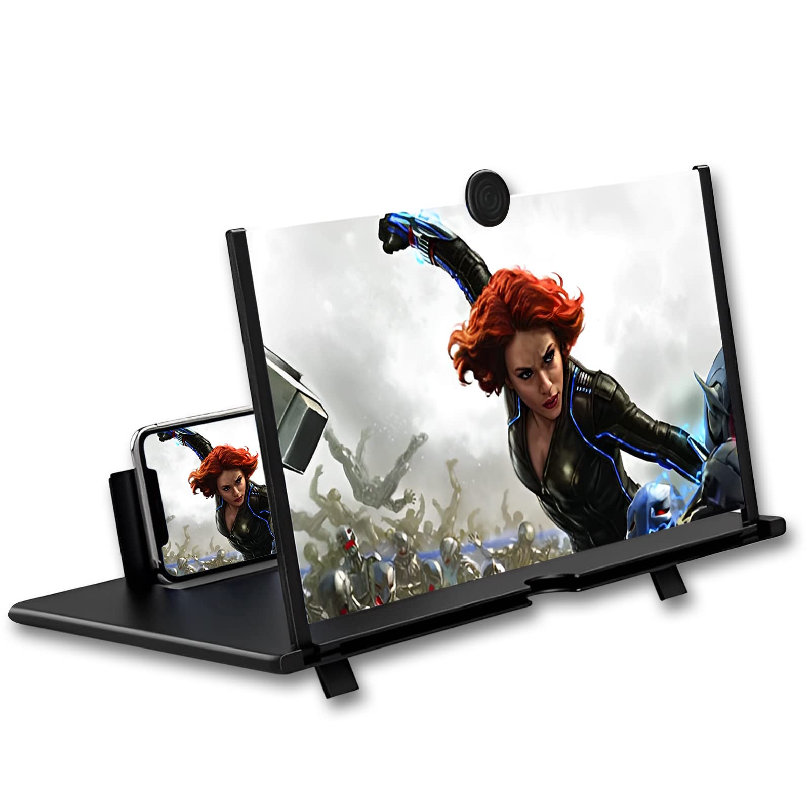 Kairry 12" Screen Magnifier for Smartphone 3D HD Mobile Phone Screen Magnifier Video Expandable HD Screen Foldable for Watching Movies Videos, Playing Games, for All Smartphones(Blak)