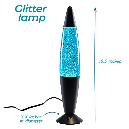 IIDSA Glitter Lamp Black Base, Red Liquid 16 inch, Decorative Table Lamp for Any Area of Your Home (Bulb and Extra Bulb).