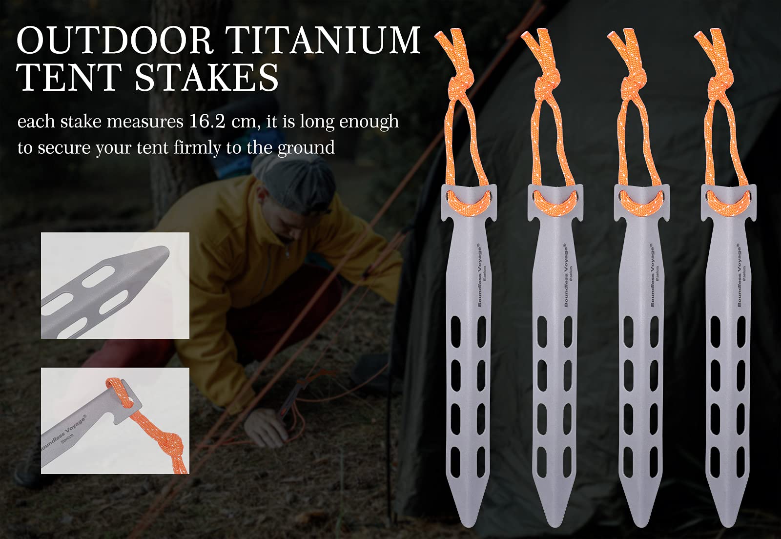 iBasingo Titanium Alloy Pegs Camping Tent Pegs Outdoor Stakes Camp Tent Nail Tent Hardware 4 pcs/Lot-Ti4010P