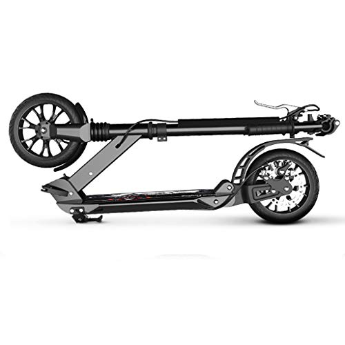 Kick Scooter Folding Adult Kick Scooter with Disc Handbrake, Big Wheels Dual Suspension Commuter Scooter for Teens Young Women Men, Black, Load 150kg(330lbs) (Color : Black)