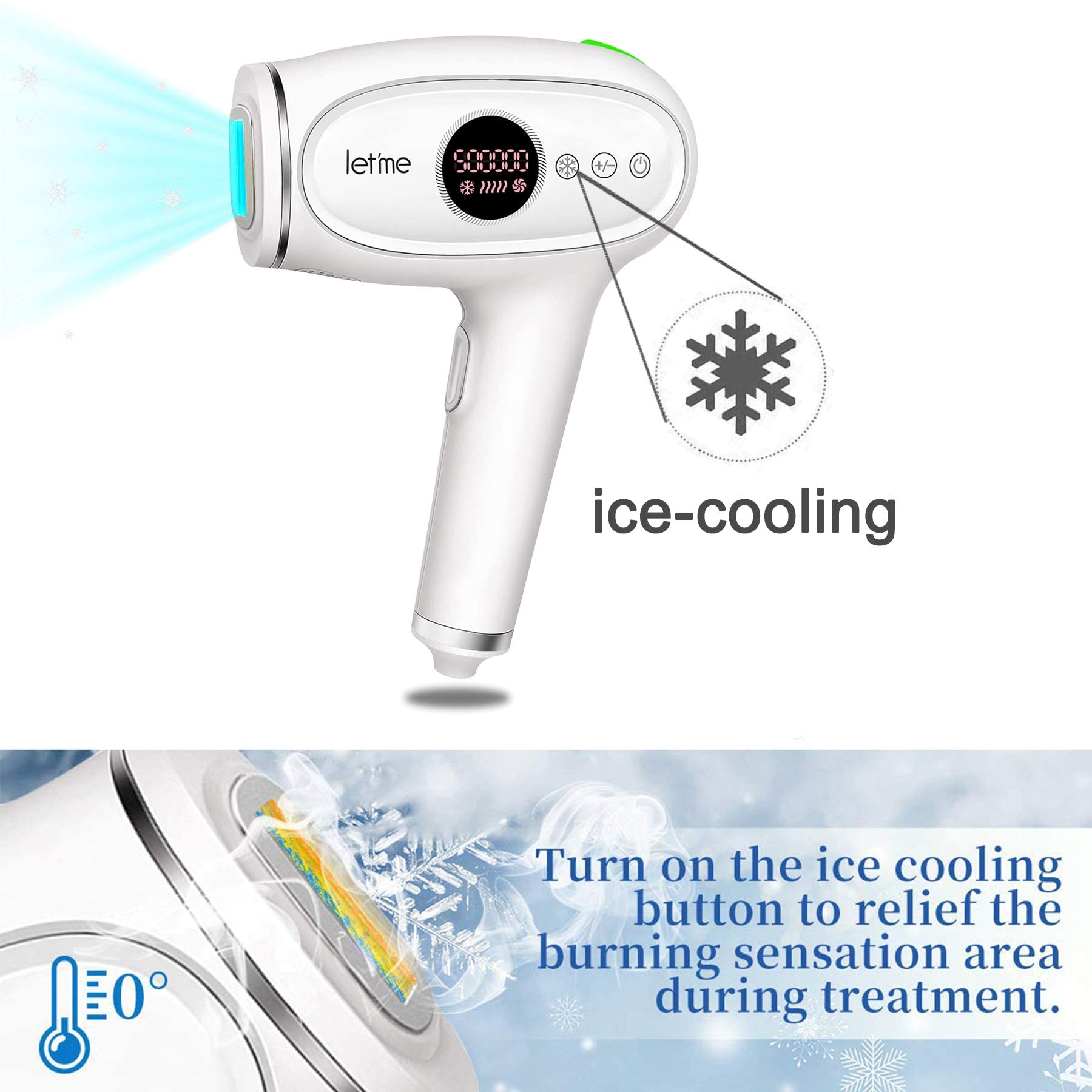 Laser Hair Removal for Women Permanent Painless Hair Remover Device for Facial Whole Body At Home, Built-in Professional Dynamic Cooling Function
