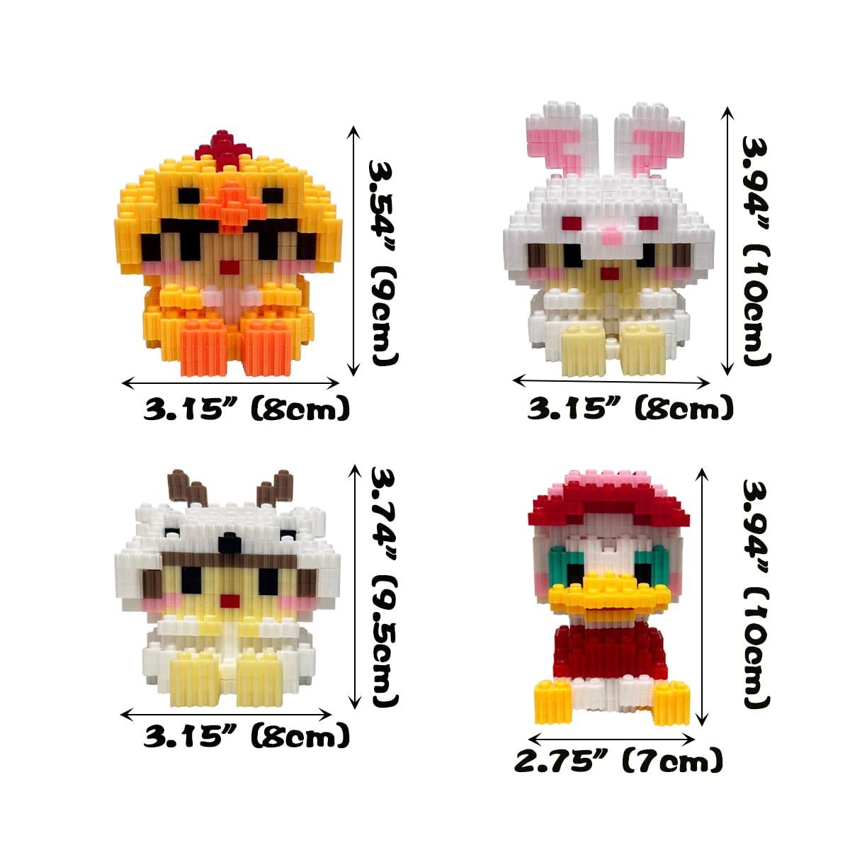 Pinkiwine 4 Pack Easter Building Block Toys for Kids Boys Girls Teens Easter Basket Stuffers Gifts