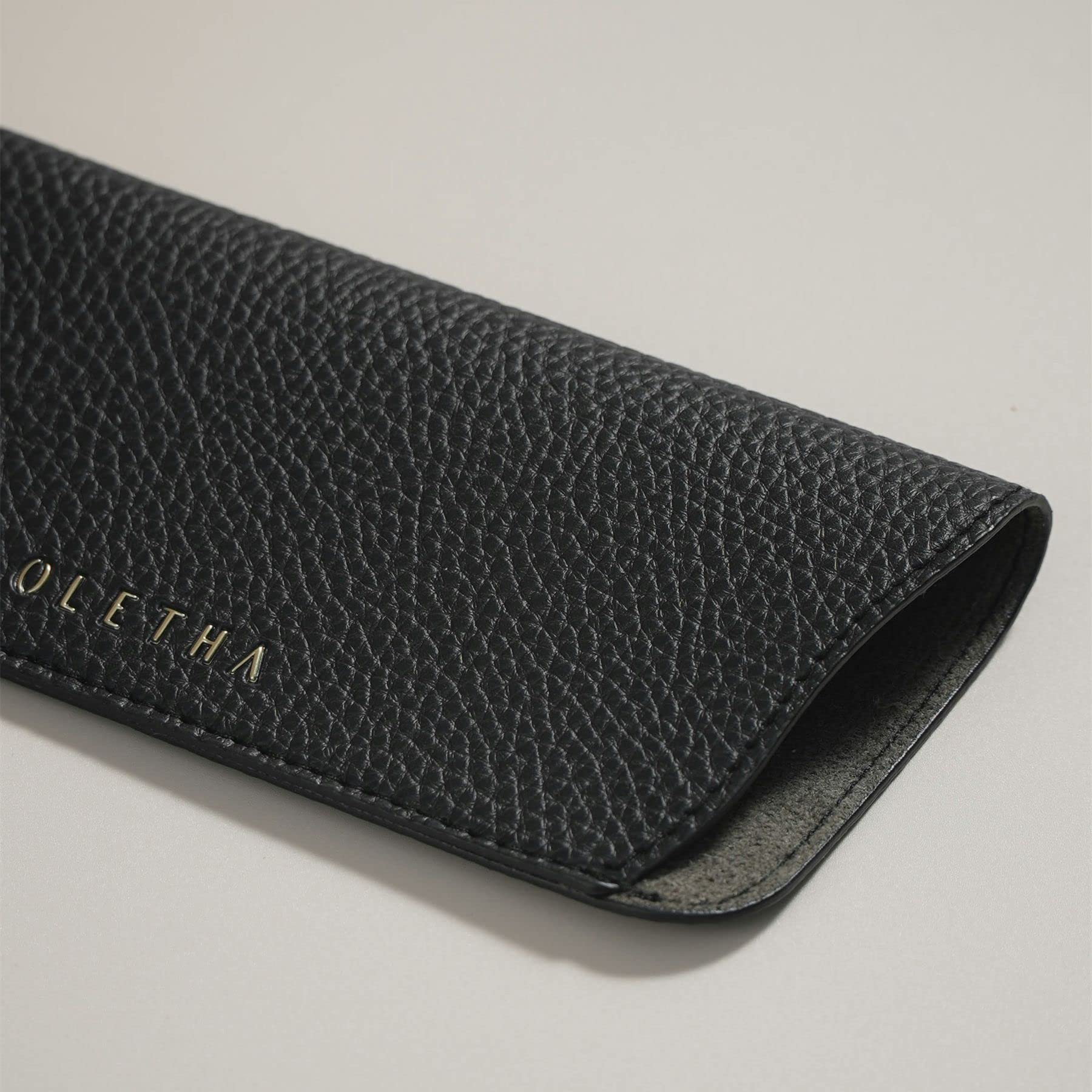 OLETHA Aesthetic Soft Glasses Case, Slim Travel Pouch for Sunglasses Eyeglass Reading Glass, Black