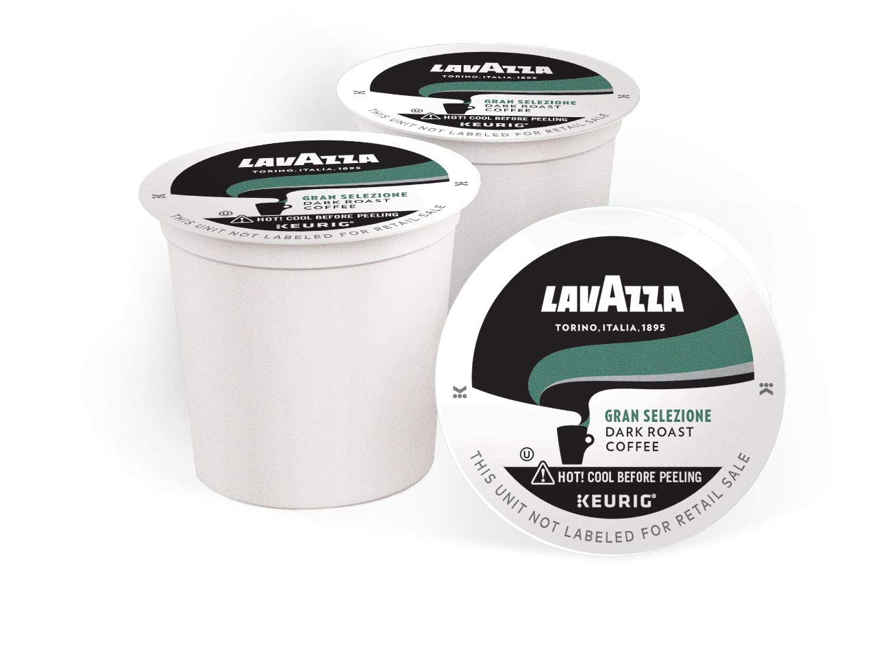 Lavazza Gran Selezione Single-Serve Coffee K-Cup Pods for Keurig Brewer, Dark Roast, 16 Count Box, Black, White