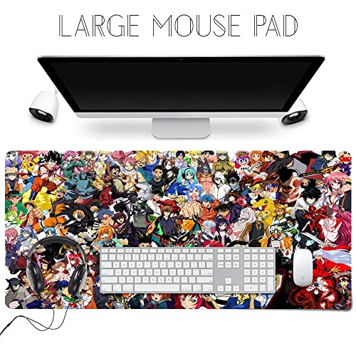 KINPLE Extended Large Gaming Mouse Pad, Full Desk Keyboard Mouse Pad, XXL Bigmouse Pad with Anime, Waterproof and Anti-Skid for Office Desk Decor . (35.4×15.75×0.1 inch)