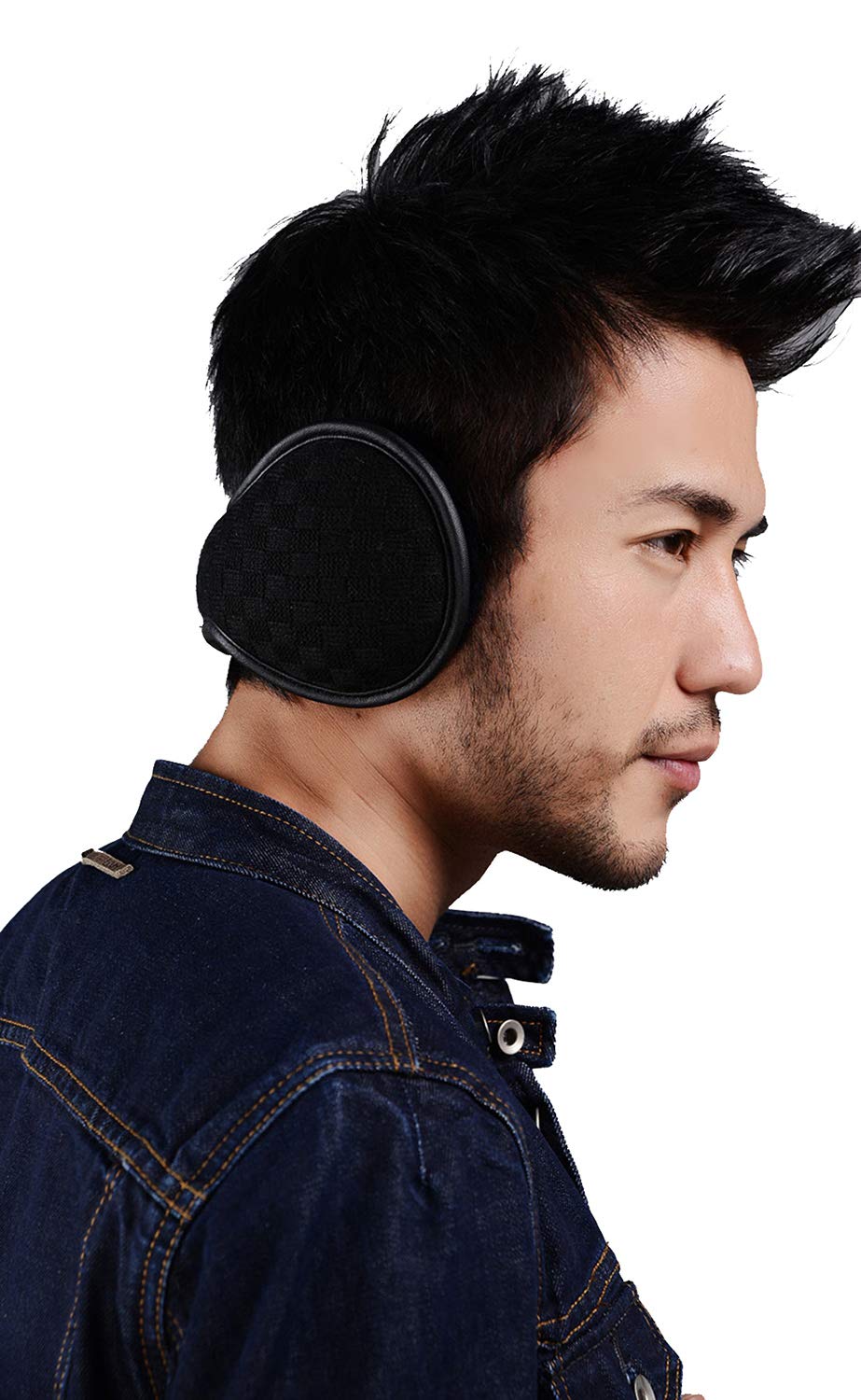 Kedofe Ear Warmers For Men Women Foldable Fleece Unisex Winter Warm Earmuffs Outdoor Skiing,Biking (Black knit)