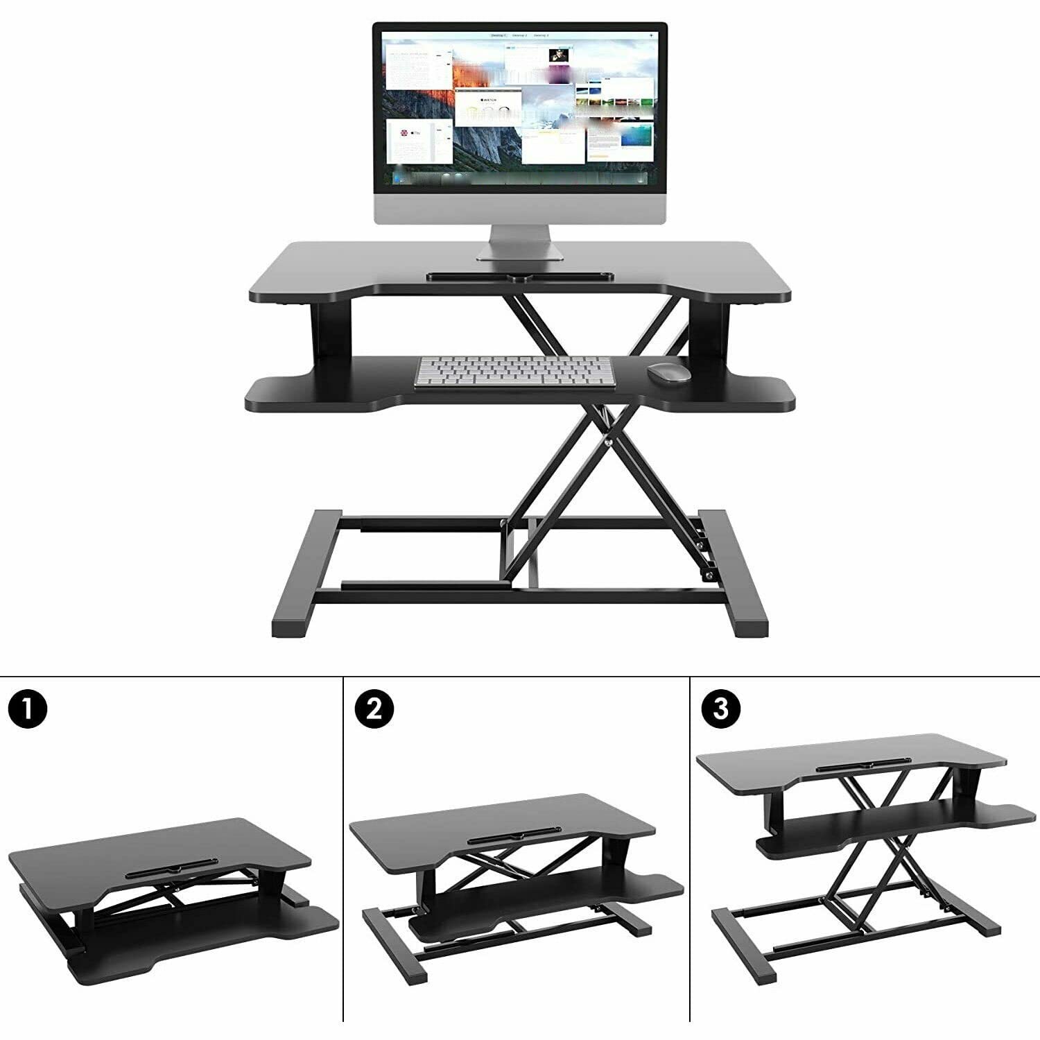 JIMEOG Adjustable Height Sitting Table Foldable Laptop Table Lifting Computer Table Black Sedentary Strong Load-Bearing