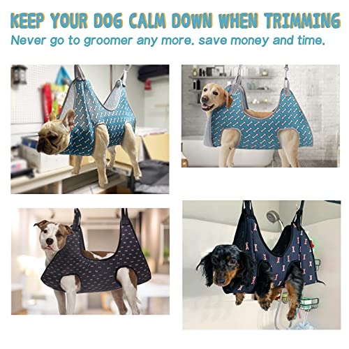 Supet Dog Grooming Hammock Harness for Cats Dogs, Relaxation Pet Restraint & Small Animal Leashes Sling Helper Nail Trimming Clipping, S( Legs Spacing:7-10.2" /) , Coral blue