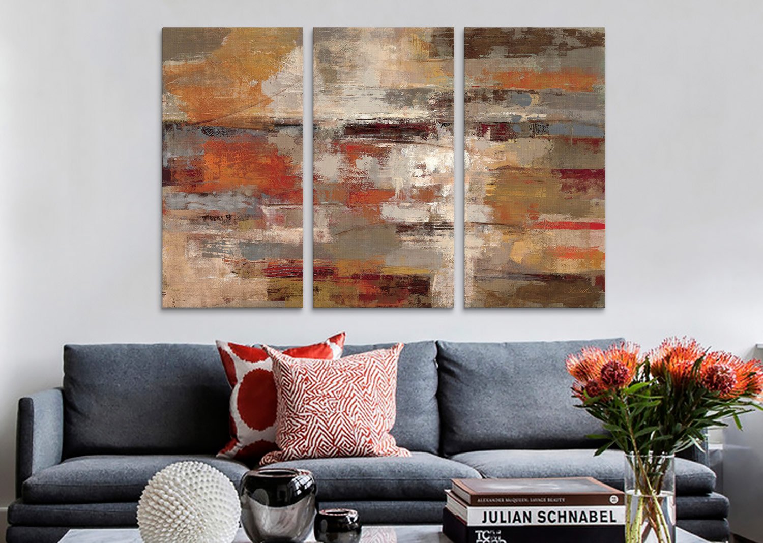 iCanvasART WAC1391 3-Piece Painted Desert Canvas Print Set by Silvia Vassileva, 60 by 40-Inch, 1.5-Inch Deep