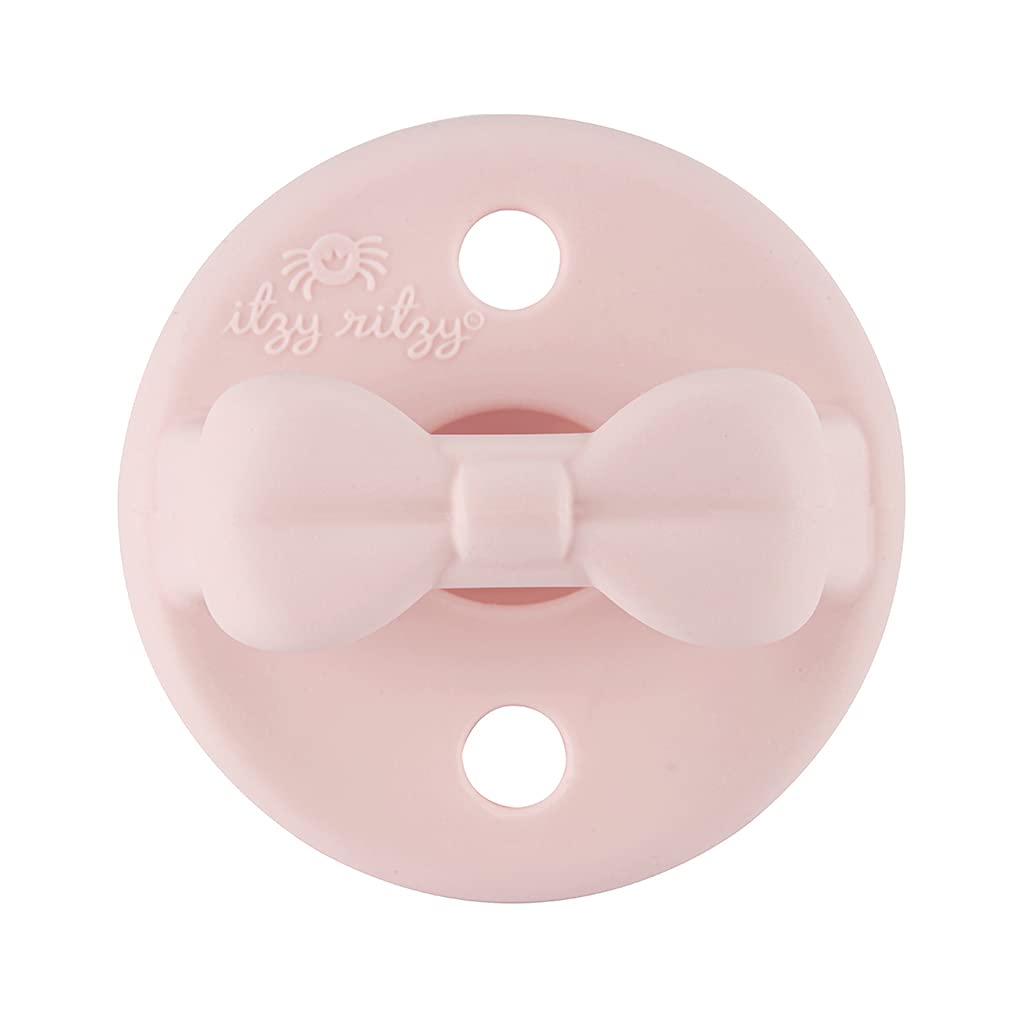 Itzy Ritzy Silicone Orthodontic Pacifiers - Sweetie Soother Pacifiers with Collapsible Handle & Two Air Holes for Added Safety, Baby Pacifiers for Ages 0-6 Months (Ballet Slipper & Primrose)