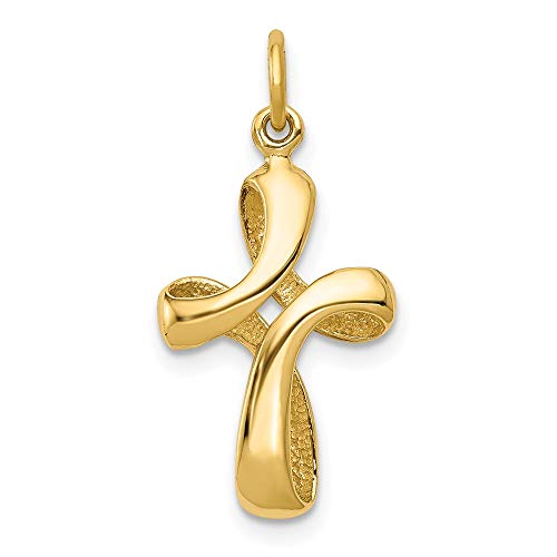 IceCarats 14K Yellow Gold Holy Cross Necklace Religious Pendant Jesus Christ Charm Only