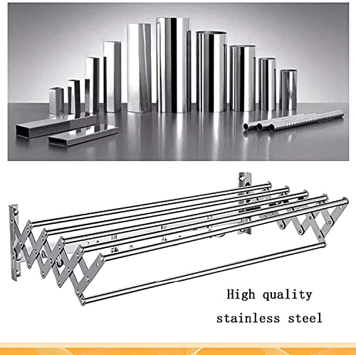 YEIRNTP Wall Mounted Clothes Drying Rack, Easy to Install Indoor Outdoor Stainless Steel Accordion Retractable Bathroom Clothes Airer Clothes Drying Racks (Size : 80cm)