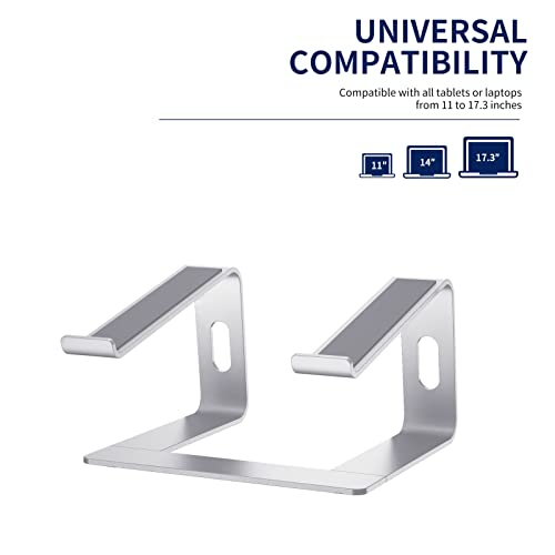 Laptop Stand for Desk Aluminum Computer Stand for Laptop Riser Holder Notebook Stand Compatible with MacBook Air Pro, Dell, HP, Lenovo Samsung, Alienware All Laptops 11-17.3β (Silver)