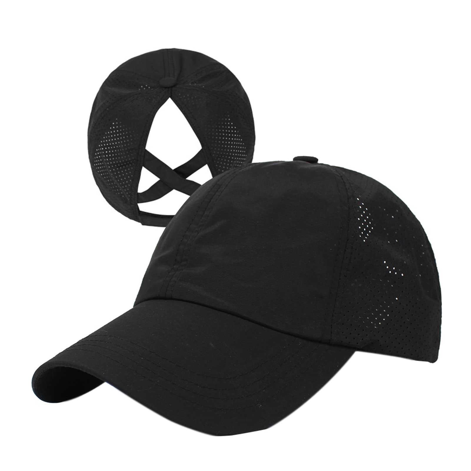LUCKYBUNNY Women Men Tie Dye Criss Cross Ponytail Baseball Caps Adjustable Sports Hats Messy Bun Ponycap
