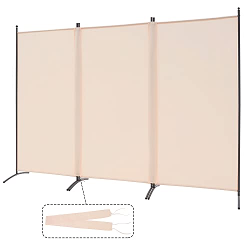 Spurgehom Room Divider,3 Panel Folding Partition Privacy Screens, Freestanding Fabric Room Panel, Portable Folding Room Divider Wall for Office, Room,Restaurant,102" W X 71" H Beige