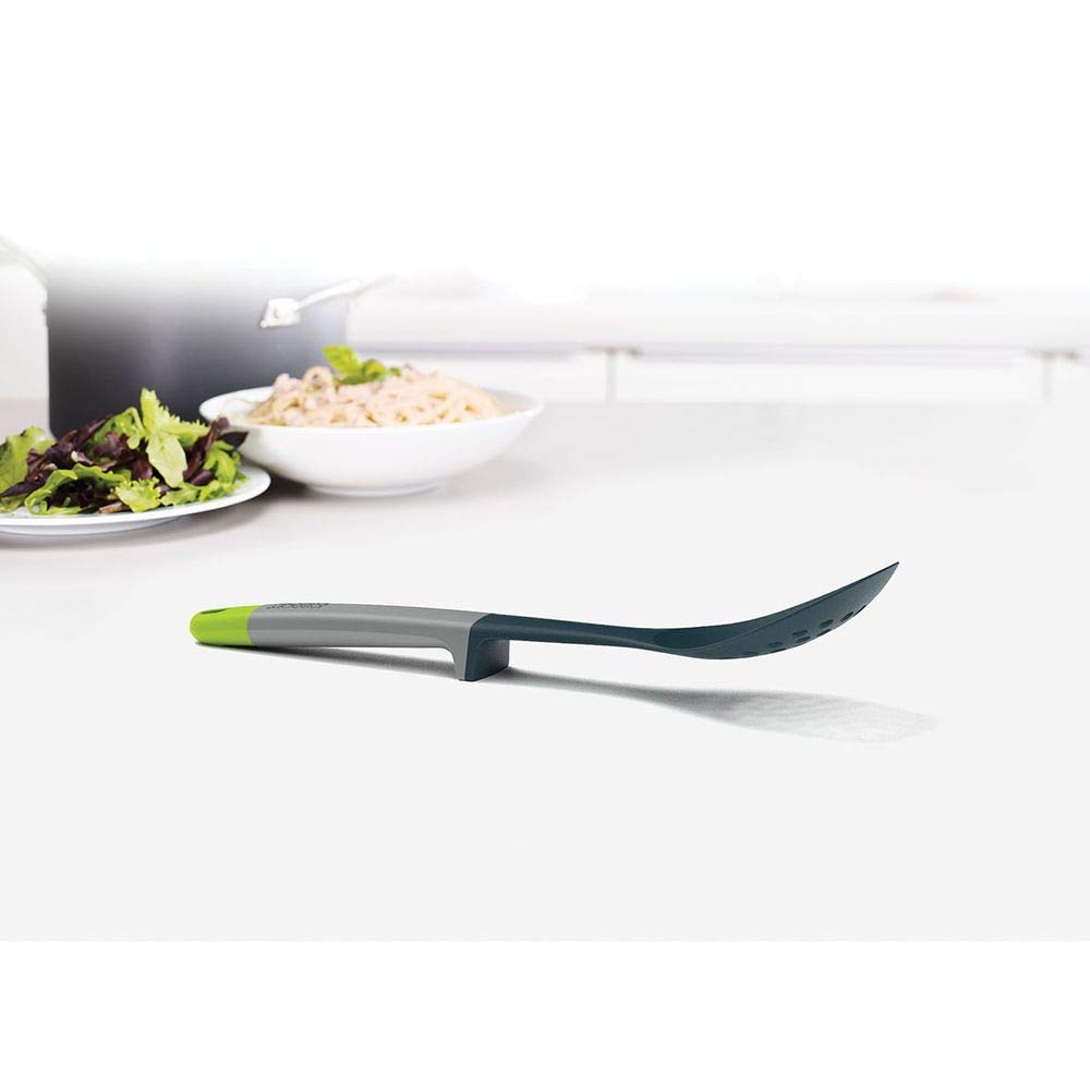 Joseph Joseph Elevate Nylon Slotted Spoon with Integrated Tool Rest, One-Size, Gray/Green