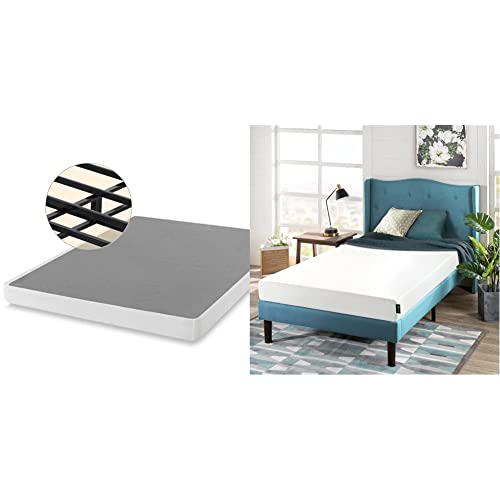 Zinus 5 Inch Metal Smart Box Spring, Twin & 6 Inch Green Tea Memory Foam Mattress / CertiPUR-US Certified / Bed-in-a-Box / Pressure Relieving, Twin, White