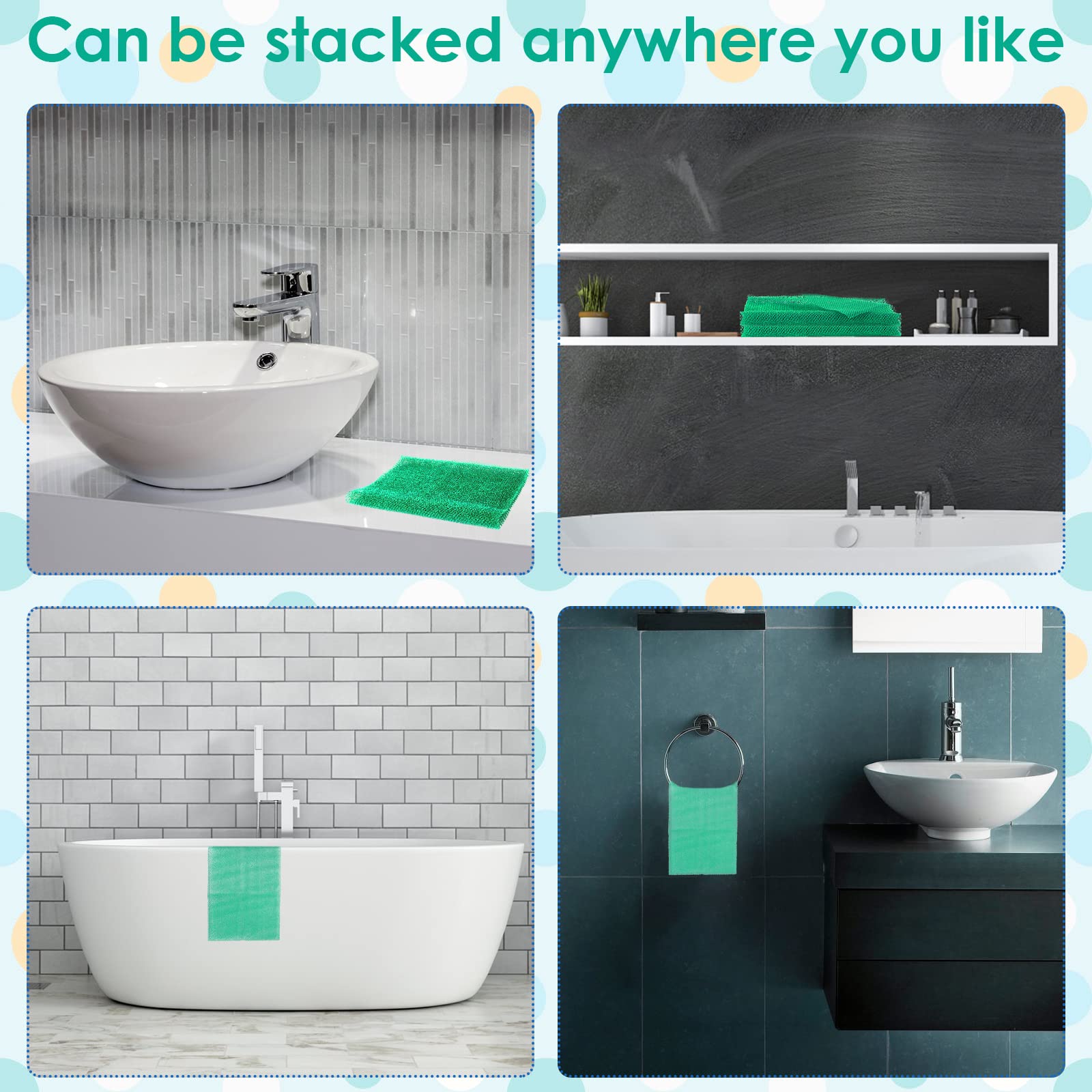 Sibba Net Bath Sponge, African Net Long Bath Net Sponge, Exfoliating Shower Body Scrubber, Elasticity Back Scrubber Skin Smoother for Daily Use (Green)